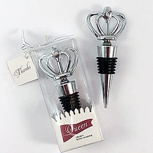 WEDDINGSTAR Queen Crown with Crystals Wine Stopper in Gift Packaging, Silver, One Size (8866)
