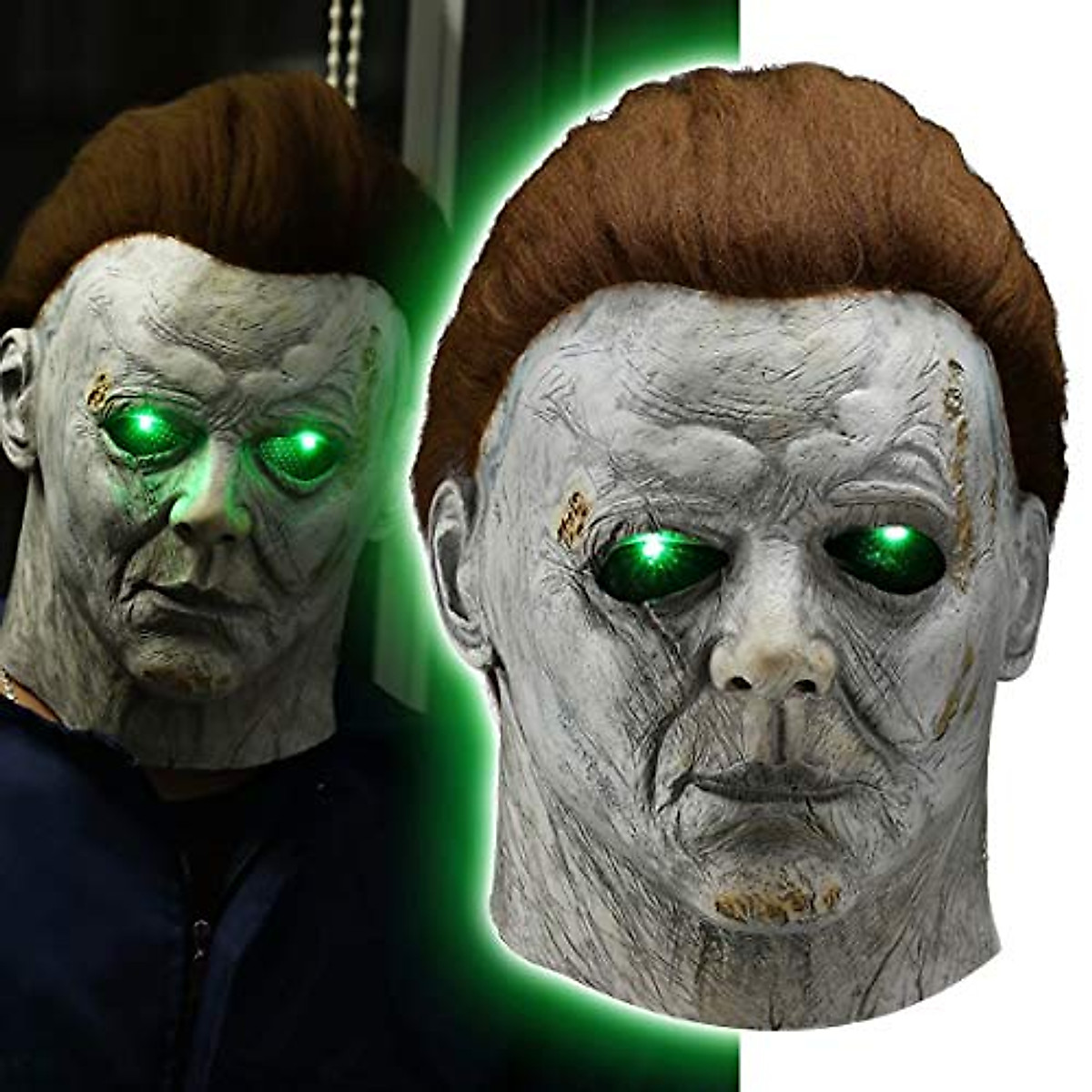 Bulex LED Light up Michael Myers Mask Scary Halloween Murderer Killer Mask Creepy Full Head Latex Mask Horror Cosplay Costume