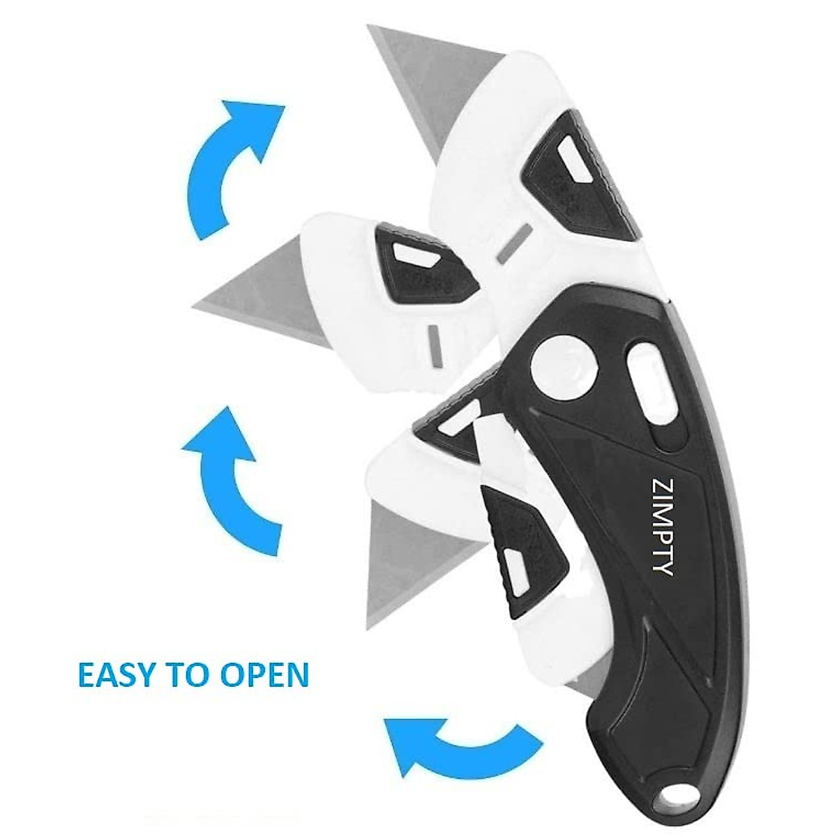 ZIMPTY ZY300 6-Pack Folding Utility Knife Quick-change SK5 Box Cutter for Cartons, Cardboard and Boxes, Back-lock Mechanism