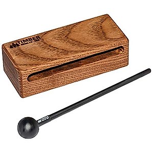 Timber Drum Co. 6" Wood Block with Mallet — Made in U.S.A. — Creates Loud and Resonant Tone from Handcrafted Solid American Hardwood, Includes Rubber Feet, Small (T4-S)