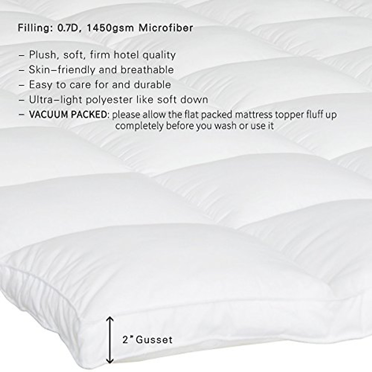 SUFUEE Mattress Topper Queen Size 2 inch Thick Down Alternative Quilted Mattress Cover Soft and Warm Mattress Pad for All Seasons