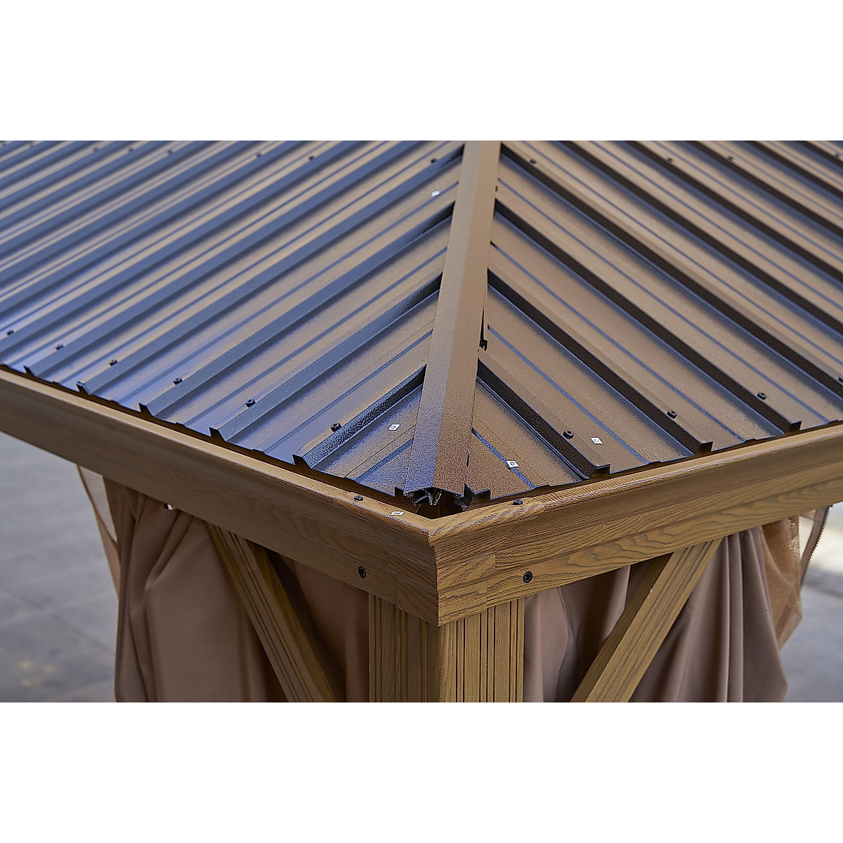 Outdoor Permanent Hardtop Gazebo Canopy for Patio, Garden, Backyard - 12x12FT Alu Gazebo with Steel Canopy and Vented Double Roof Design