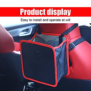 Sodcay 1 PC In-vehicle Hanging Garbage Cans, Car Multi-functional Folding Trash Can, Small Car Trash Can, Car Organizer Storage Bag (Red)