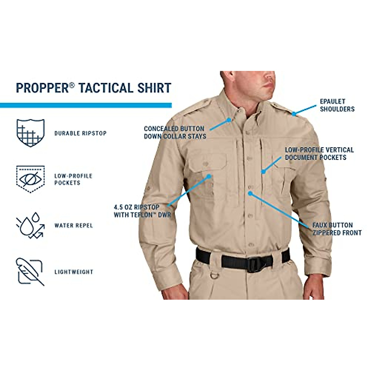 Propper Men's F53125, Khaki, Large Regular