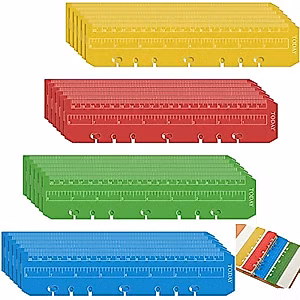 24 Pcs Plastic Page Marker Snap in Bookmark Ruler 1.8 x 8.6 Inch Binder Ruler Divider Pagefinder Today Ruler for A5 Size 6 Hole Binder Notebook Filler Planner, 4 Colors