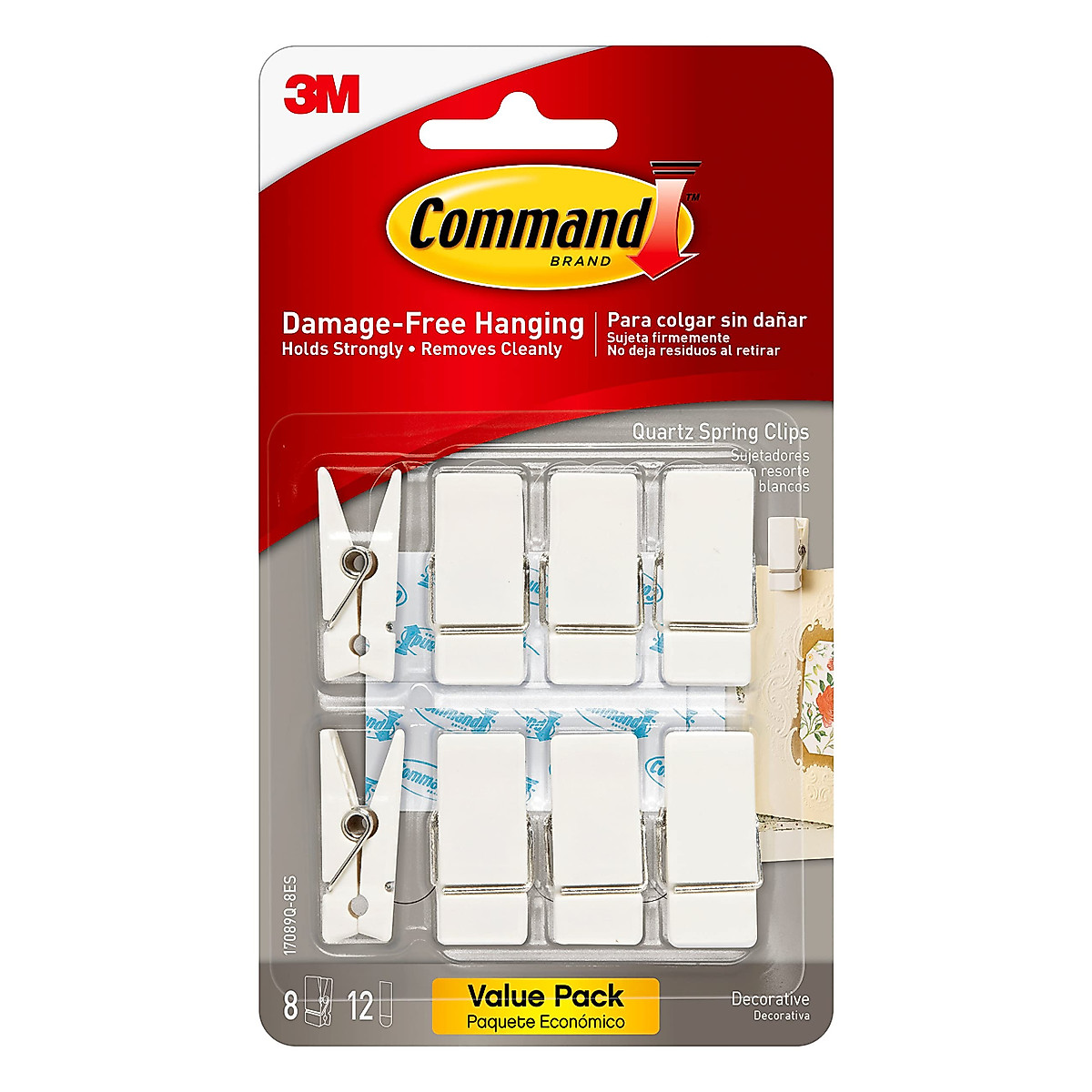 Command Spring Clips, Quartz, 8-Clips (17089Q-8ES), Great for dorm decor