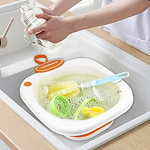 Babyhood Multi-Purpose Collapsible Wash Basin for Kids and Babies, Lightweight Portable Folding Basin for Washing Baby Bottles and Breast Pump Parts and Home Kitchen Outdoor Camping Use (Orange)