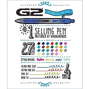 Pilot, G2 Premium Gel Roller Pens, Fine Point 0.7 mm, Blue, Black, Red, Pack of 8