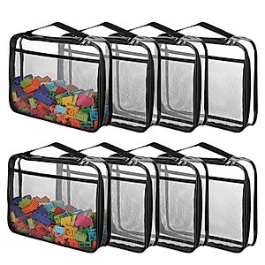 8 Packs Large Clear Toy Storage Bags, Reusable PVC Organizing Bags, zipper bags for organizing,Clear Zippered Blocks Bag Set,Waterproof Toy Storage Bags for Zipper,Puzzle, Kids Books,Board Games