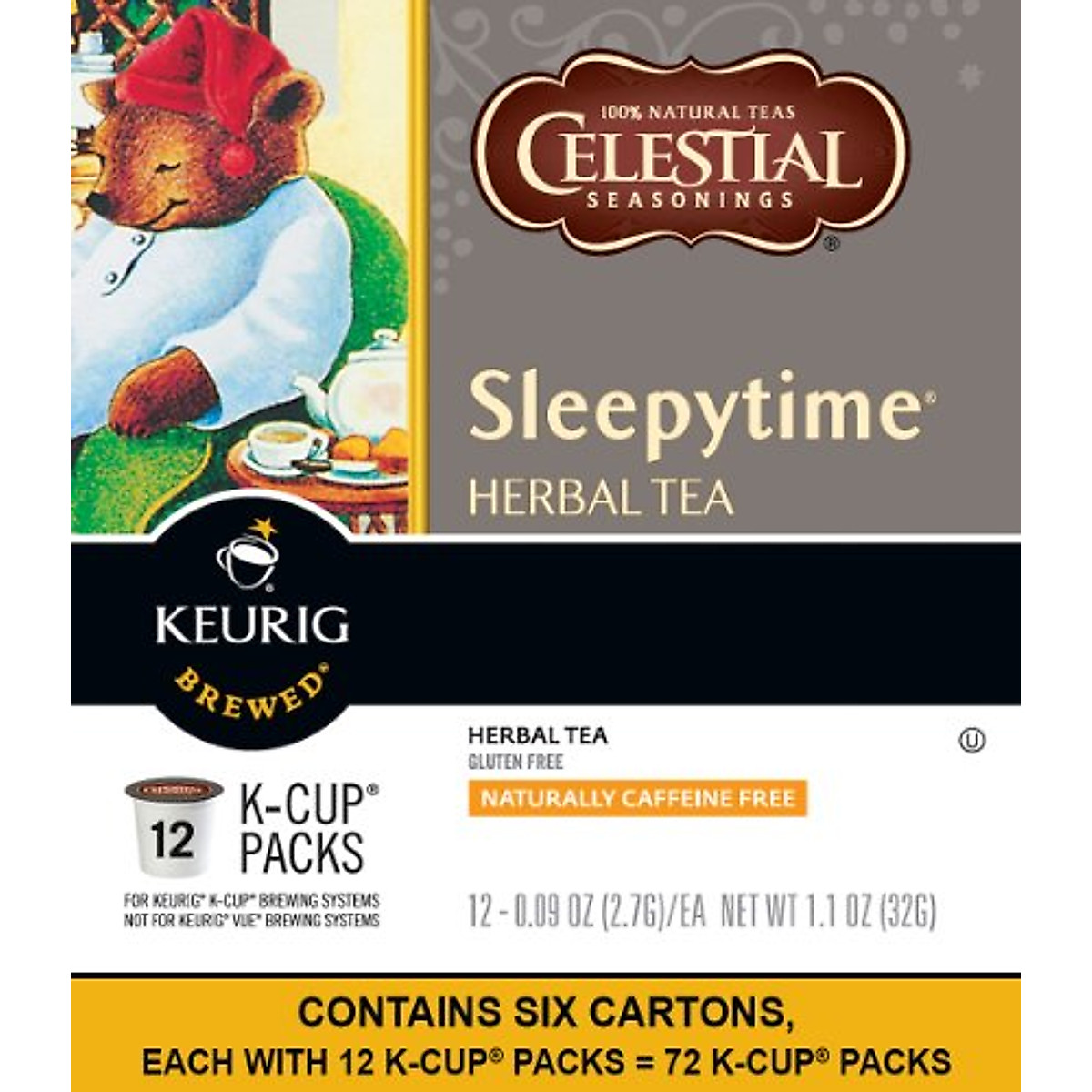 Celestial Seasonings Sleepytime Herbal Tea, Keurig Single-Serve K-Cup Pods, 72 Count
