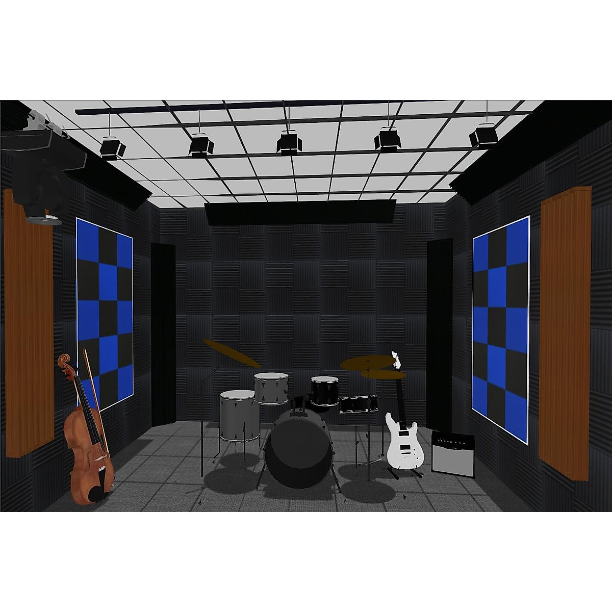 48 Pack Acoustic Foam Panel Wedge Studio Soundproofing Wall Tiles 12" X 12" X 1"