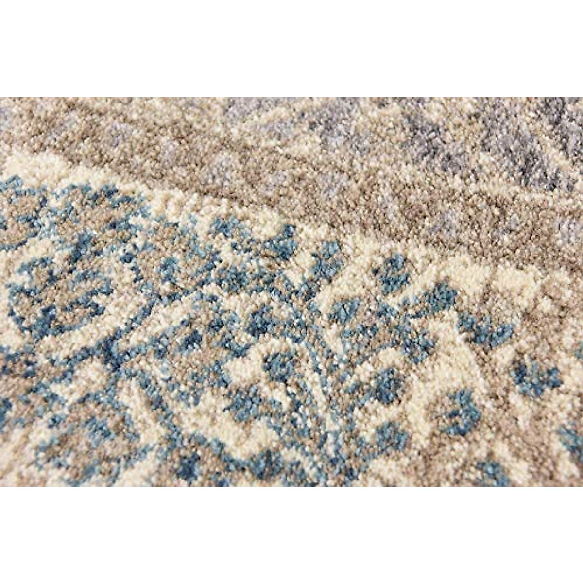 Unique Loom Salzburg Collection Classic Traditional Design Oriental Inspired with Intricate Border Area Rug, 4' Square, Light Brown/Gray