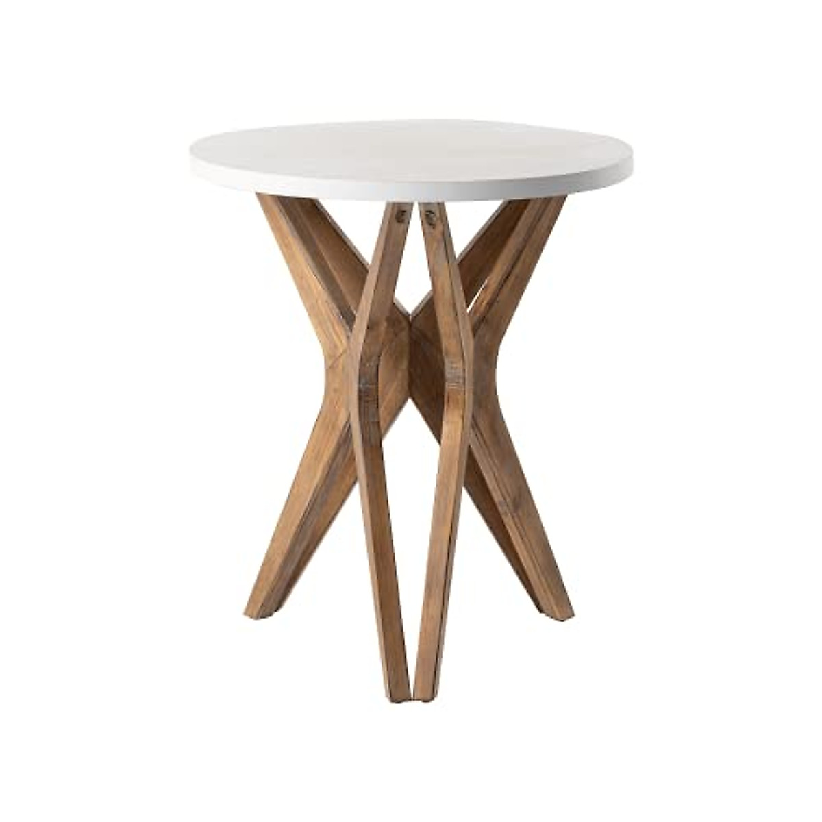 COZAYH Pedestal Farmhouse End Table, Distressed White Top with Tripod Base for Modern Farmhouse, Boho Decor, Round, 20D x 20W x 23.25H in