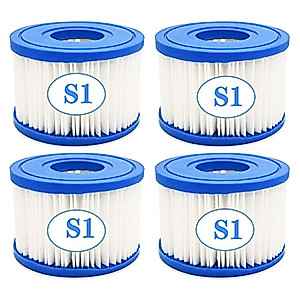 Rain King 29001E Filters s1 S1 Compatible for Intex PureSpa Type S1 Swimming Pool Filter Cartridge Replacement for 29001E Hot Tub Filter Cartridge (4 Pack) Blue and White