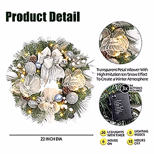 Vofuly prelit Christmas Wreath for Front Door,