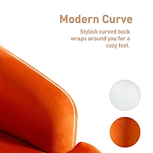 Bonzy Home Swivel Barrel Accent Chair Set of 2, Comfy Velvet Upholstered Round Swivel Armchair with Padded Cushion, Modern Channel Club Chair for Living Room Bedroom, Orange