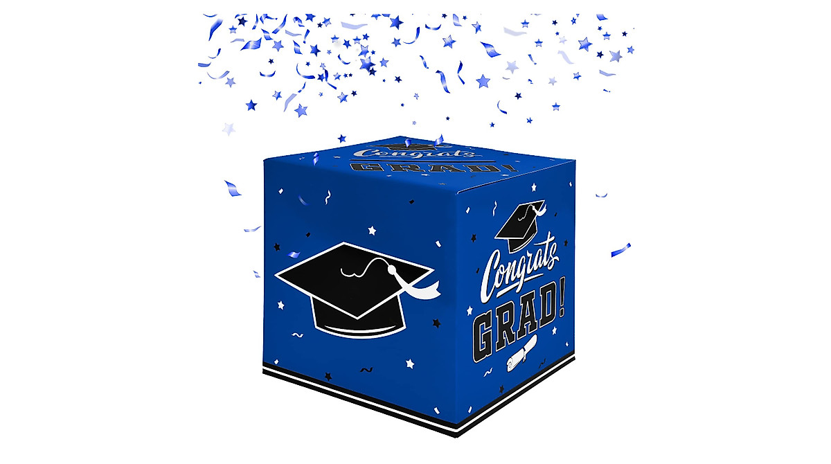 Gatherfun Blue Graduation Card Box - Elegant Party Favors & Gifts