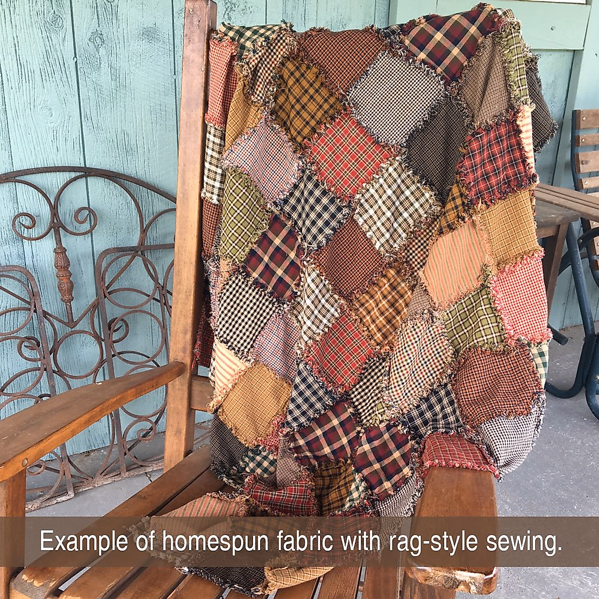 Farmhouse Red Star Dobby Homespun Cotton Plaid Fabric by JCS - Sold by The Yard