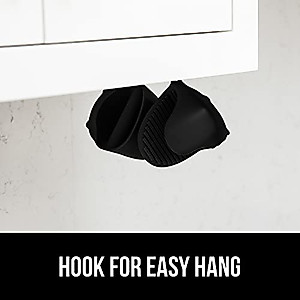 Gorilla Grip Heat and Slip Resistant Silicone Mini Potholders Mitts, Oven Mitt Gloves, BPA-Free, Textured Design, Better Grip, Hot Plate Holder, Kitchen Finger Grips, Cooking, Waterproof 2 Set, Black