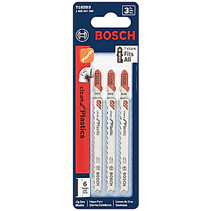 Bosch T102D3 3-Piece 3 In. 6 TPI Clean for Polypropylene High Carbon Steel Jig Saw Blades