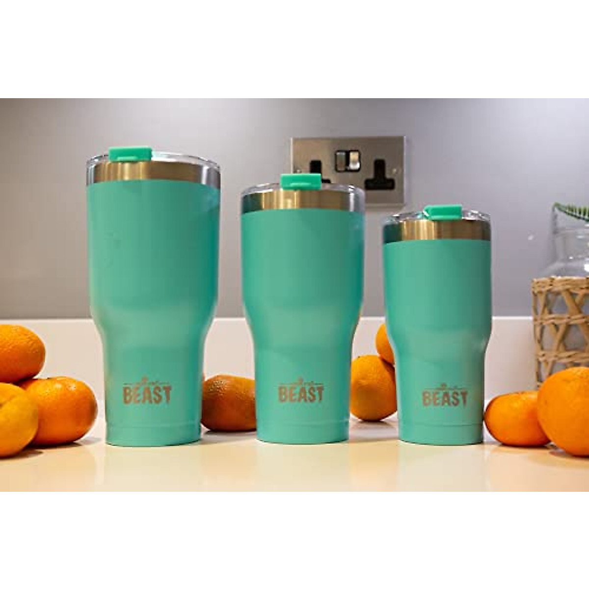 Beast 30 oz Tumbler Stainless Steel Vacuum Insulated Coffee Ice Cup Double Wall Travel Flask (Aquamarine Blue)