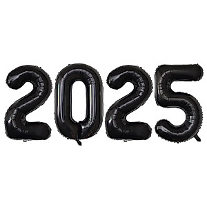 40 Inch Giant Black Number 2025 Balloon, 2025 New Years Decorations for 2025 Happy New Year Eve Christmas and Graduations Party Supplies