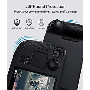 Syntech Protective Case Compatible with Steam Deck Accessories Console, All-Round Protection with Non-Slip Thumb Grips, Anti-Slip & Scratch, Silicone Cover for Enhanced Fit and Alignment-Black