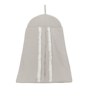 Sweet Jojo Designs Boho Bohemian Baby Boy Girl Nursery Crib Bedding Set - 4 pcs - Solid Taupe Beige Ivory Cream Off White Linen Farmhouse Shabby Chic Designer Modern Minimalist Tufted Tassel Macrame