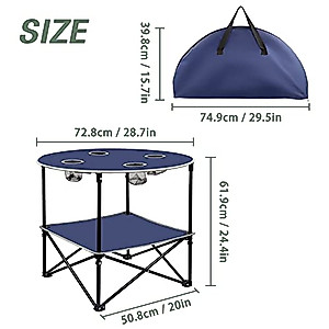 LESES Portable Picnic Table with Shelf Beach Table Outdoor Folding Camping Tables That Fold Up Lightweight with Cup Holders with Storage Bag