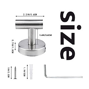 Coat Hook Single Towel/Robe Clothes Hook for Bathroom Kitchen Closets , Square Style Wall Mounted, Brushed Finish,304 Stainless Steel,4 Pack (Brushed Nickel)