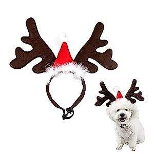 Christmas Pet Headwear Xmas Hair Loop Brown Reindeer Antlers Headband Christmas Pet Costume Hair Accessory for Dogs Cats Pets