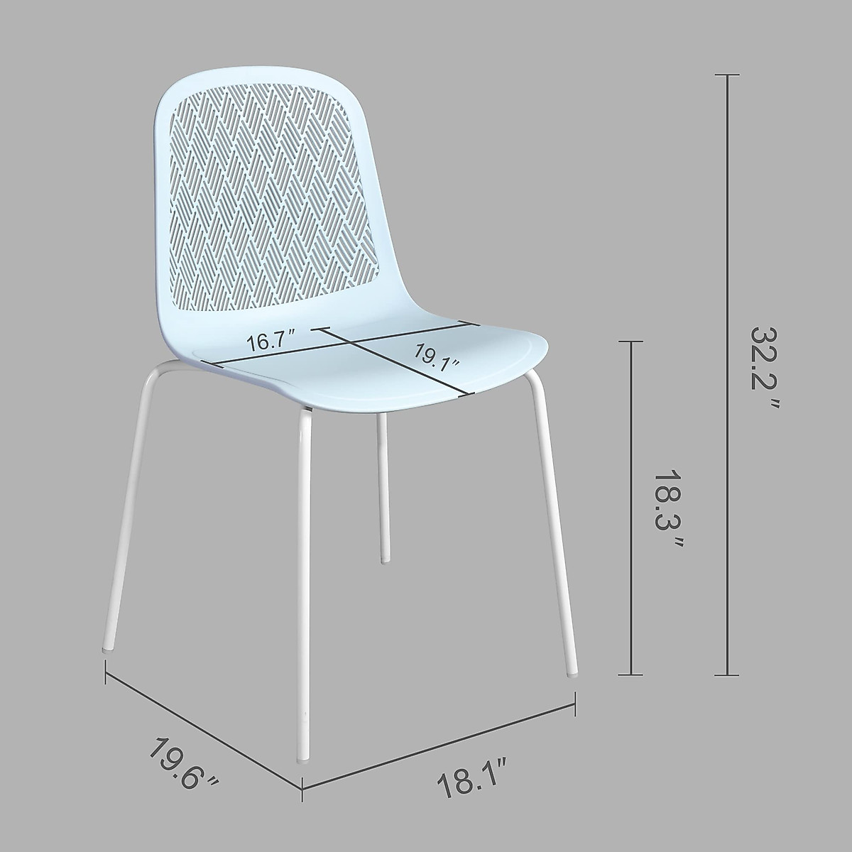 Armless Modern Chairs with Metal Legs for Living, Bedroom, Kitchen, Dining, Lounge Waiting Room, Restaurants, Cafes, Set of 4