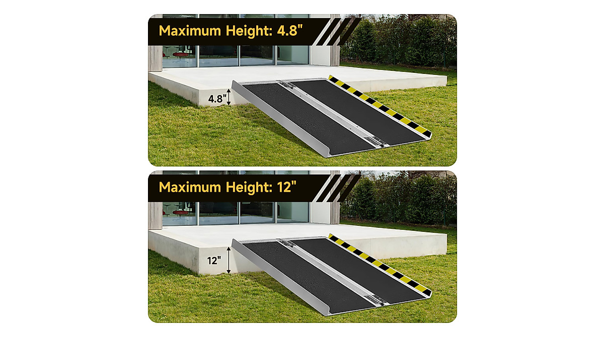 Portable Wheelchair Ramp 4FT for Home & Car - Non-Slip Aluminum