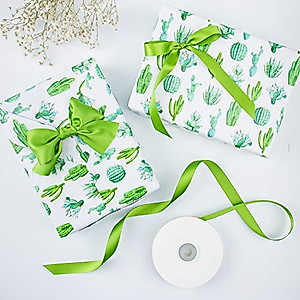 WRAPAHOLIC Wrapping Paper Roll - Watercolor Cactus Print for Wedding, Birthday, Holiday, Baby Shower Wrap - 30 inch x 33 feet