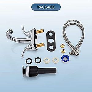 Cinwiny Polished Chrome 4 Inch Centerset Bathroom Sink Faucet Deck Mount Two Handles Vanity Faucet Mixer Tap with Pop up Drain Assembly