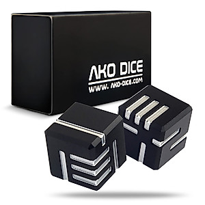 AKO DICE I - Black - Custom Metal dice Version 1 by AKO Dice. 16mm D6 Game dice with Redesign Concept. (Black)
