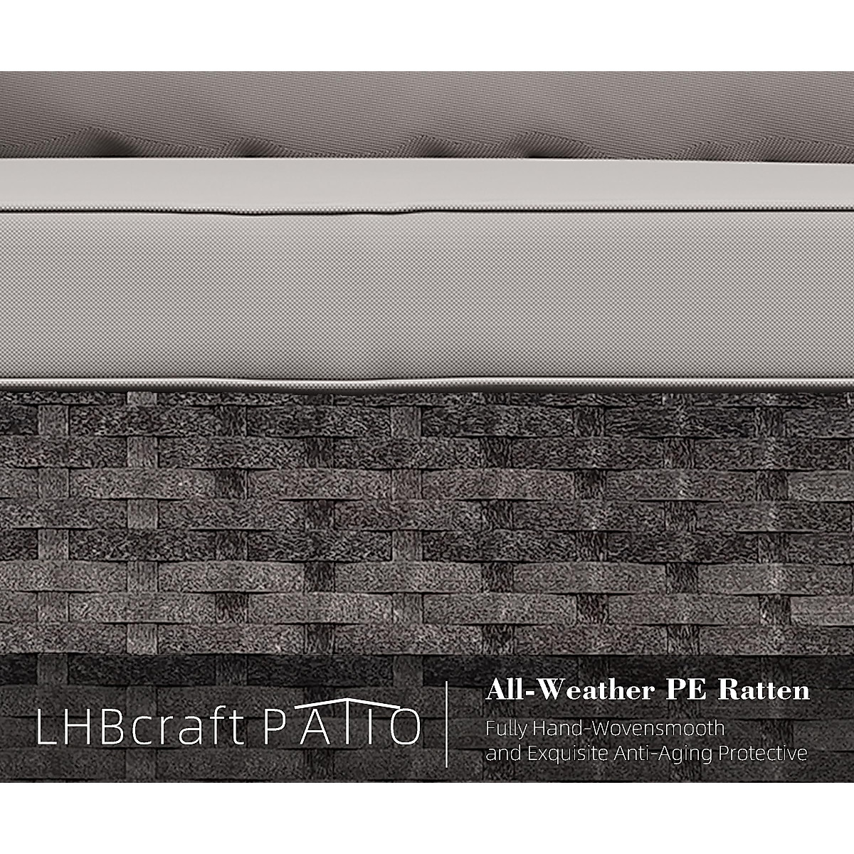 LHBcraft 7 Piece Patio Furniture Set, Outdoor Furniture Patio Sectional Sofa, All Weather PE Rattan Outdoor Sectional with Grey Cushions and Table, Grey Wicker (Grey)