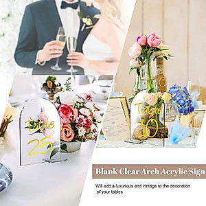 30 Sets Clear Arch Acrylic Sign with Stands Blank Arched Acrylic Sheet DIY Acrylic Arch Table Numbers for Wedding Reception Event Party Restaurant Centerpieces Decor (4 x 6 Inch)
