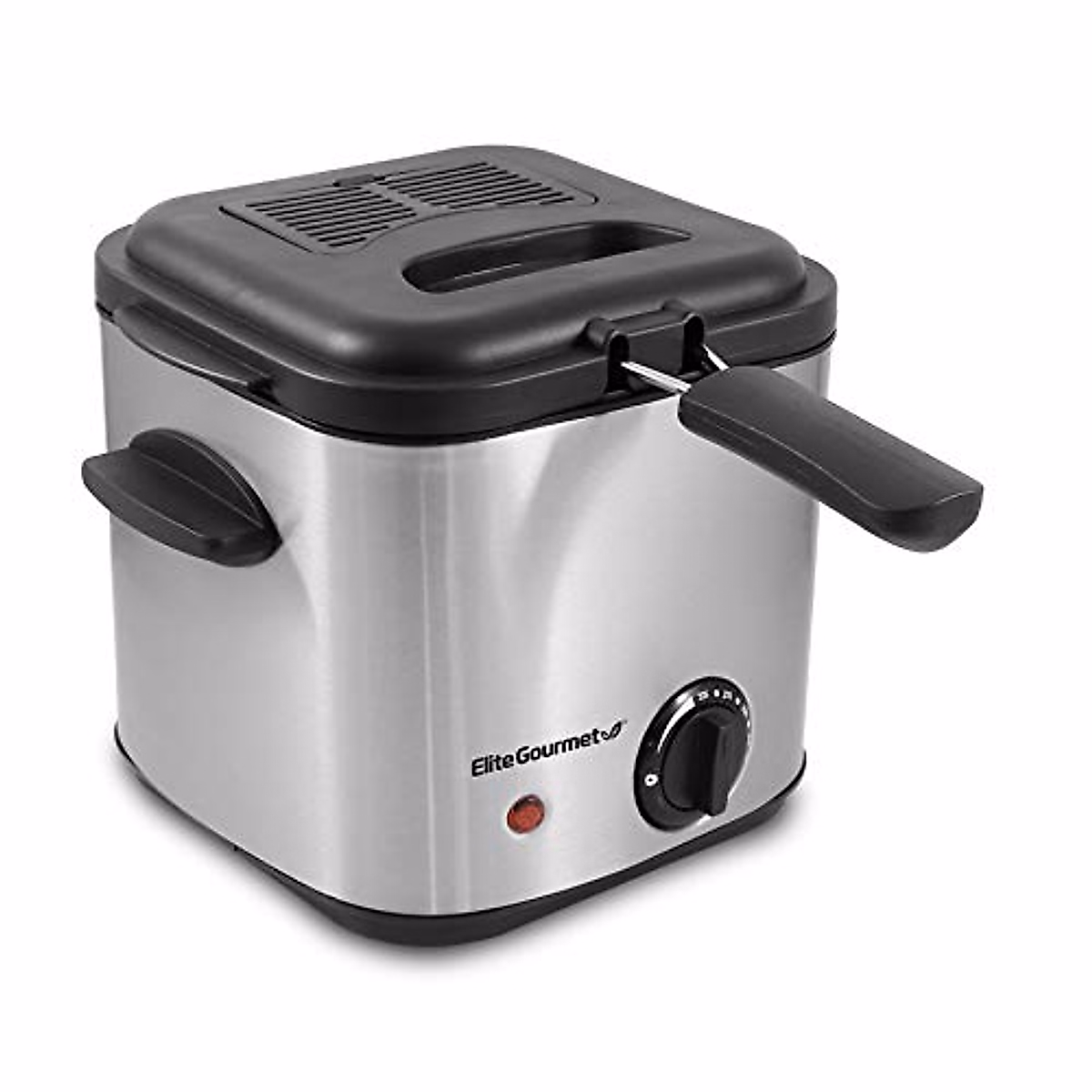 Elite Gourmet EDF1550 Electric 1.5 Qt. / 6 Cup Oil Capacity Deep Fryer, Adjustable Temperature, Removable Basket, Lid with Viewing Window, Stainless Steel