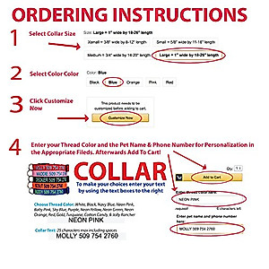 GoTags Personalized Dog Collar, Custom Embroidered Pet ID Dog Collar with Pet Name and Phone Number, Adjustable with Quick Release Snap Buckle