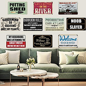 FSTIKO Life is Better on The River Vintage Tin Bar Sign Farmhouse Wall Home Decor Garden Decorative Plaque for Living Room, Bedroom or Bathroom 8X12Inch