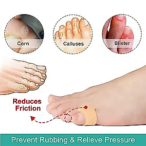 Welnove Gel Toe Separator - 8 Pack Pinky Toe Spacers - Little Toe Cushions, Small Toe Sleeves for Preventing Rubbing & Reducing Pressure (Beige)