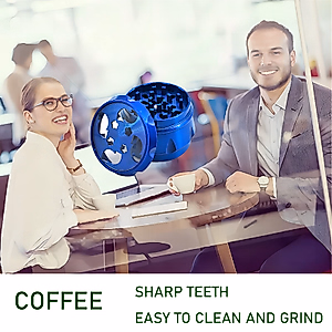 Generic 2.5 Inch Four Layers Manual Grinder - Spice and Seed Grinder - Kitchen Gadget - Transparent Cover - Easy to Clean - Suitable for Coffee Beans, Spices, Tobacco (1 Pack) (Blue)