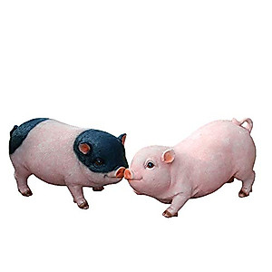 Animal Garden Gnomes Statue Cute Pig Funny Outdoor Sculpture Resin Lawn Ornaments Décor Indoor Outdoor Figurines for Garden and House (Cut Pig)