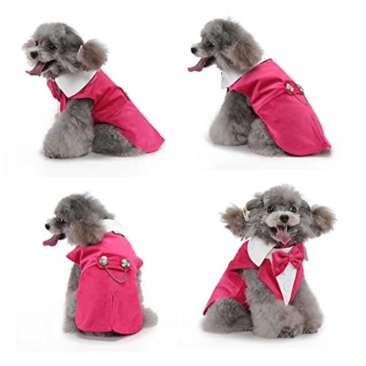 Qinlorgo Pet Formal Clothes, Hook and Closure Rose Red Breathable Hand Wash Soft Dog Suit Costume for Puppy for Party (XS)