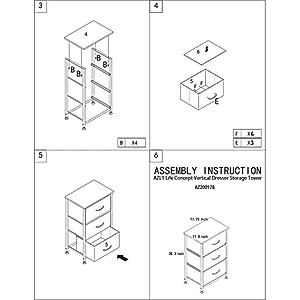 AZL1 Life Concept, 3 Drawers Fabric Dresser Storage Tower, Organizer Unit for Bedroom, Closet, Entryway, Hallway - Dark Grey