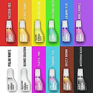 Bearly Art Alcohol Ink - The Colorful Collection - Blendable Rainbow Alcohol Inks Set - 0.5 fl oz (15 ml) Bottles - 12 Colorful Colors - Includes Blending Solution - Acid Free Formula
