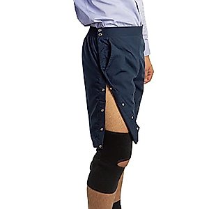 Inspired Comforts Men's/Unisex Tearaway Post Surgery Recovery Shorts with Pockets |Hidden Easy Open Side Snaps | Adjustable Elastic |100% Cotton | XL, Navy