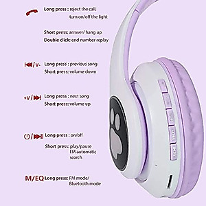 TOKANI Wireless Over-Ear Headphones with Microphone, Bluetooth Cat Ear Headphones for Kids Teens Adults Girls Women (Purple)