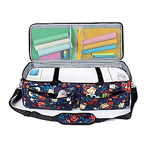 CACTIYE Upgrade carrying bag with thick-padded lining Carrying Bag Compatible with Cricut Explore Air and Maker, Waterproof Tote Bag Compatible with Cricut Explore Air and Supplies (floral, 1+1)